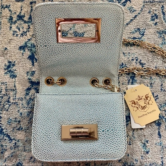 Handbag Republic | Bags | Powder Blue Glittered Mini Crossbody Bag ...
